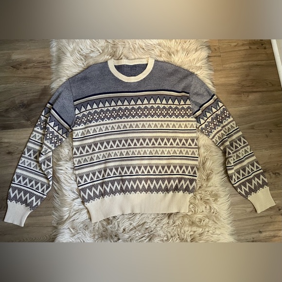 Sweaters | Vintage Tan Crewneck Ski Sweater With Geometric Pattern ...